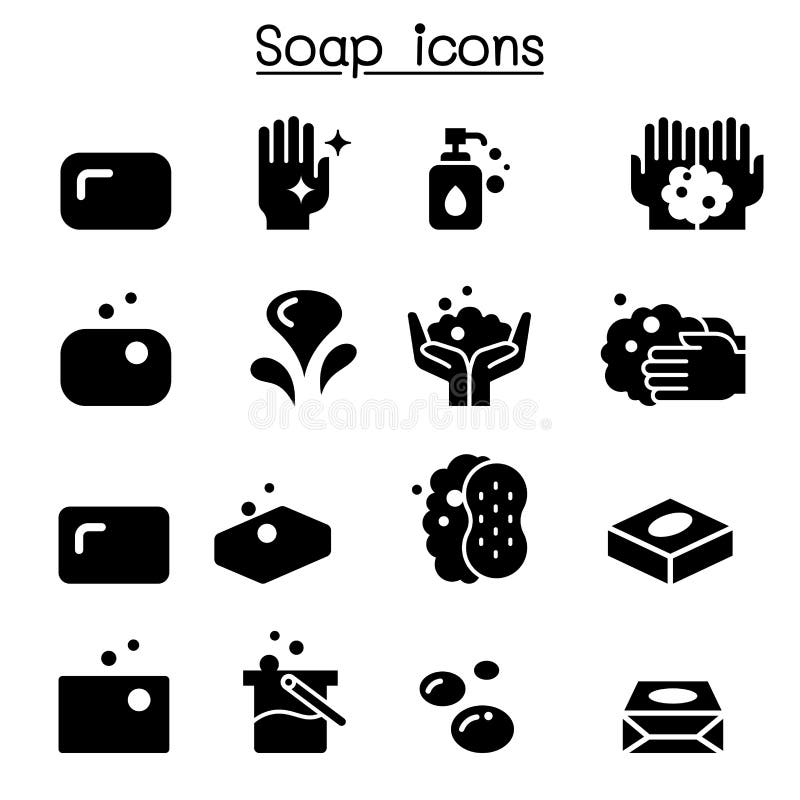 Soap icon set stock illustration. Illustration of hygiene - 123577912