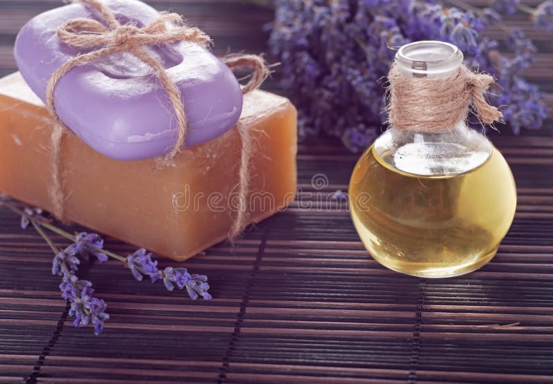 Aromatherapy with Lemon and Lavender Stock Photo - Image of twig ...
