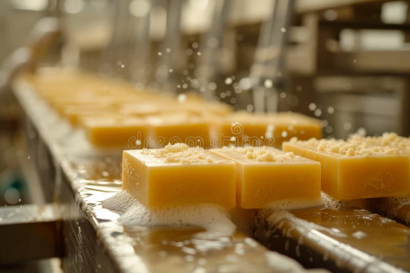 Production Line of Eco-Friendly Soap Bars Stock Photo - Image of ...