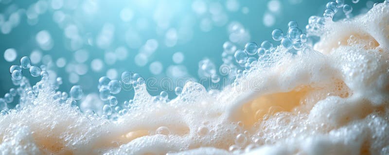 Soap Suds Creating Bubbles on Blue Background Stock Illustration ...