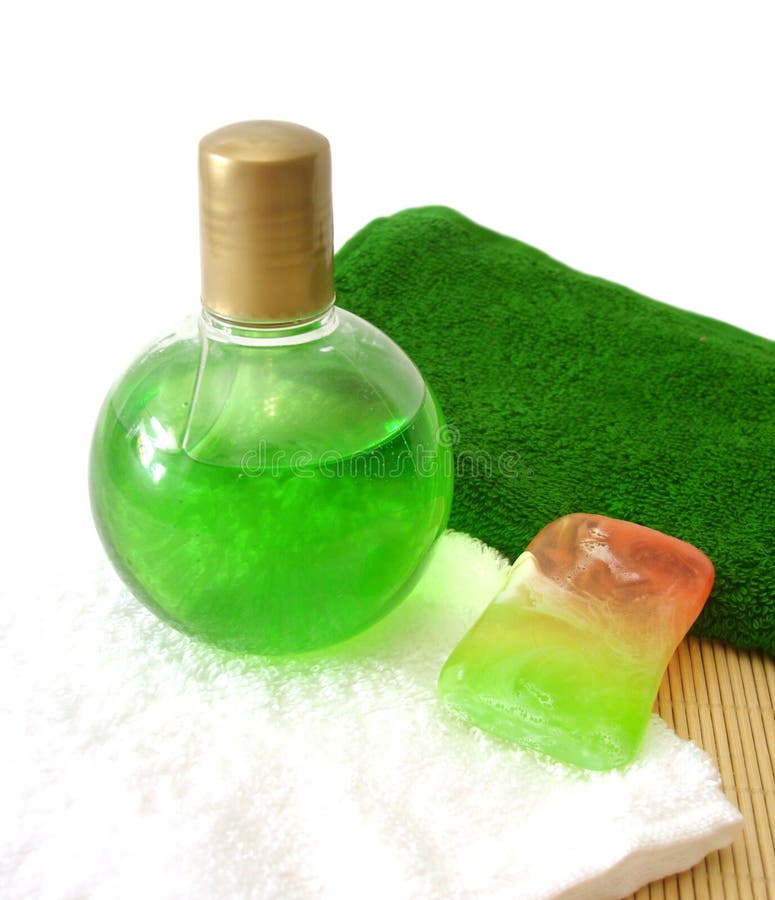 Soap, towel and shampoo stock image. Image of aromatherapy - 2999293