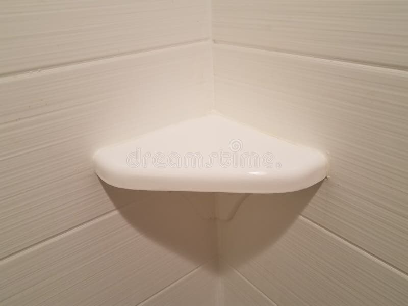 Soap Tray or Shelf in Corner of Shower with White Tiles Stock Image ...