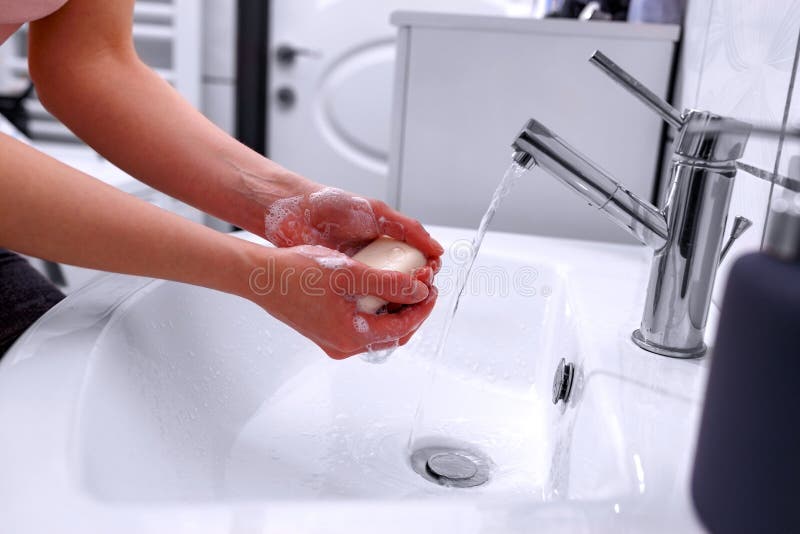 Soapy Hand Cleaning and Hygiene. Hand Washing Stock Photo - Image of ...