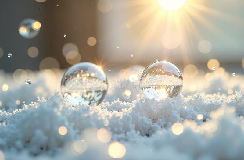 Soapy Light Bubbles Slowly Fly on a White Textured Shiny Background ...