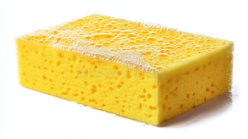 Soapy Yellow Cleaning Sponge Stock Illustration - Illustration of ...