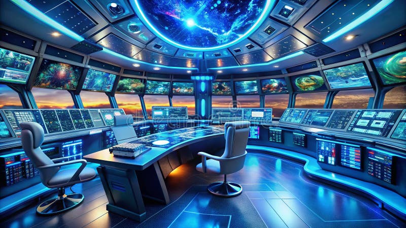 Spaceship Command Vessel on Black Background - Top View Stock ...