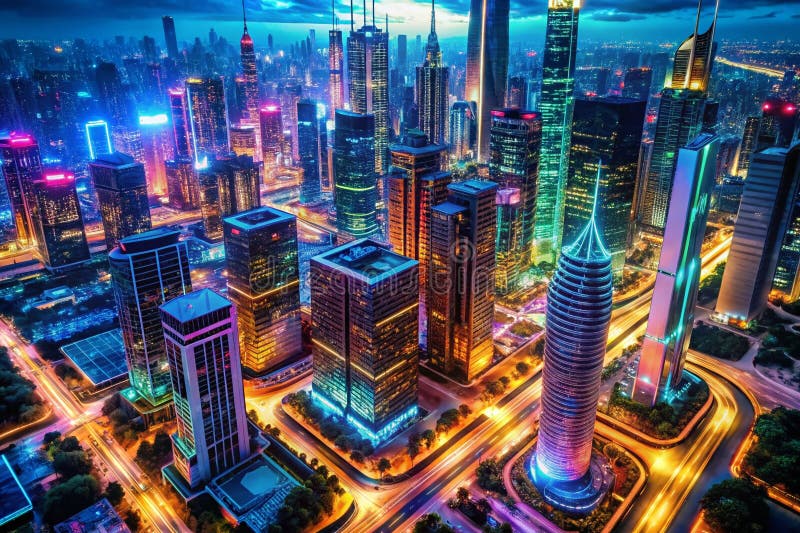 Soaring Above the Future a Digital Cityscape Unveils Innovation in ...