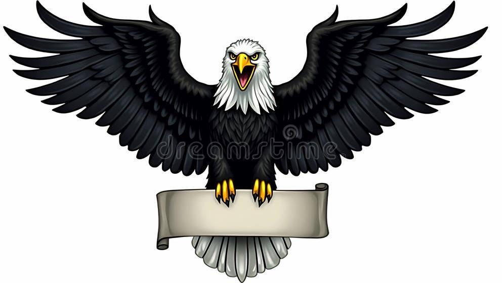 Soaring Bald Eagle Banner stock illustration. Illustration of majestic ...