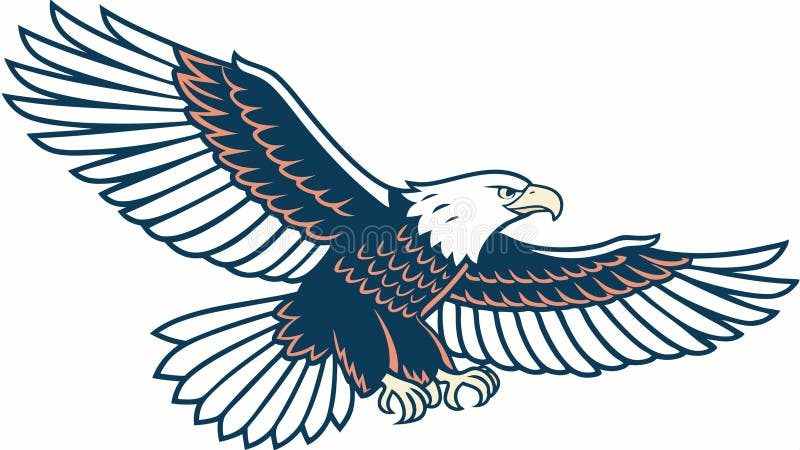 Soaring Bald Eagle with Spread Wings Vector Icon for Freedom Concept ...