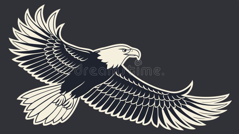 A Soaring Bald Eagle with Wings Spread Wide, Vector Emblem, Vector ...