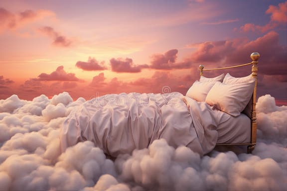 Soaring bed among clouds stock illustration. Illustration of metaphor ...