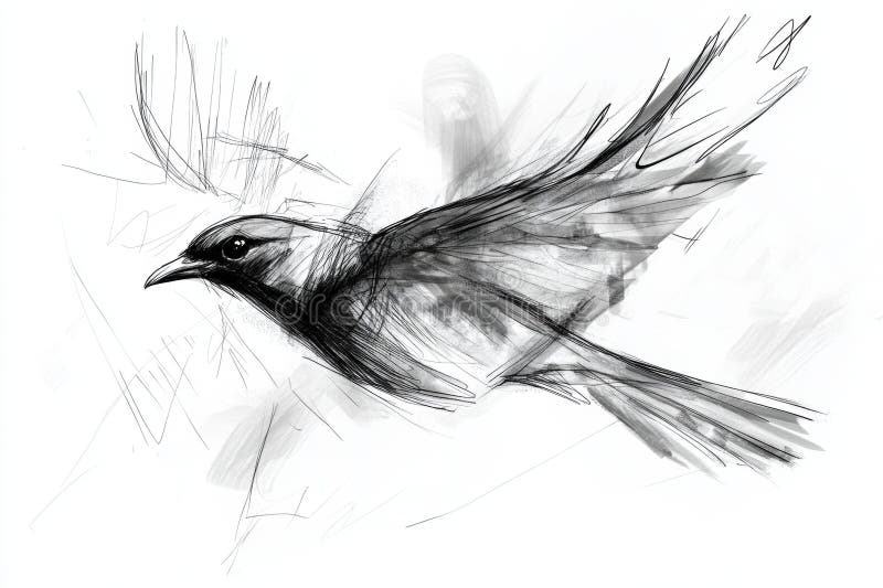 Soaring Bird Sketch , Abstract Flight Art Stock Illustration ...