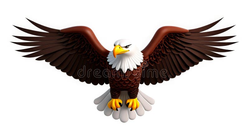 Soaring Cartoon Bald Eagle with Impressive Wingspan Stock Illustration ...