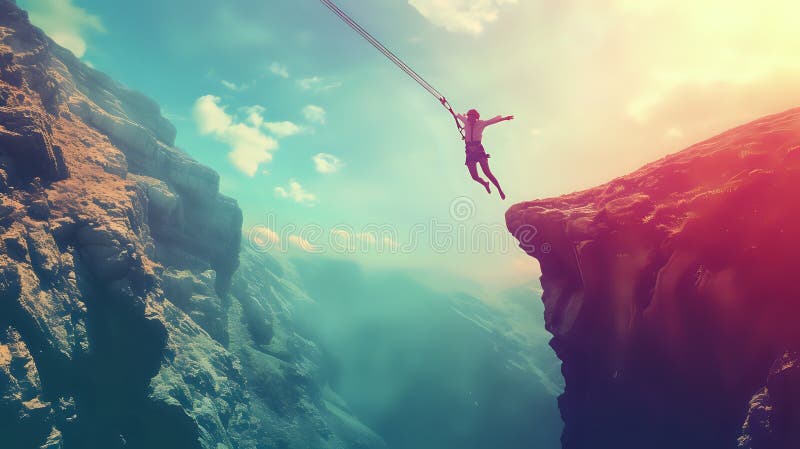 Soaring Dive: Bungee Free Fall Fantasy./n Stock Illustration ...