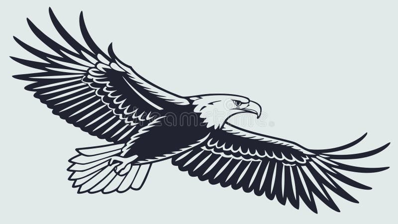 A Soaring Eagle in a Bold, Graphic Line Art Style, Vector Design ...