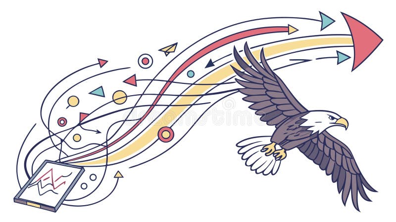 Soaring Eagle with Data Trails, Digital Freedom Symbol, Vector Design ...