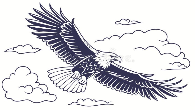 Soaring Eagle Outline, Majestic Bird of Prey, Vector Design Generative ...
