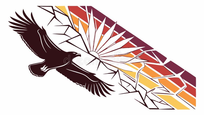 Soaring Eagle Silhouette Over a Geometric Pattern Vector Vector Design ...