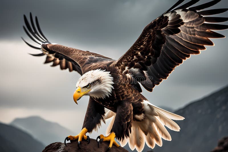 A soaring eagle in a storm stock illustration. Illustration of ...