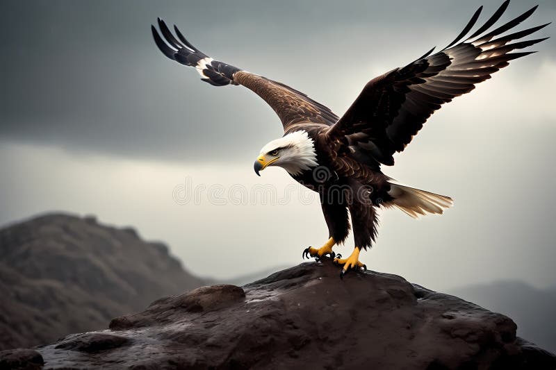 A soaring eagle in a storm stock illustration. Illustration of bird ...