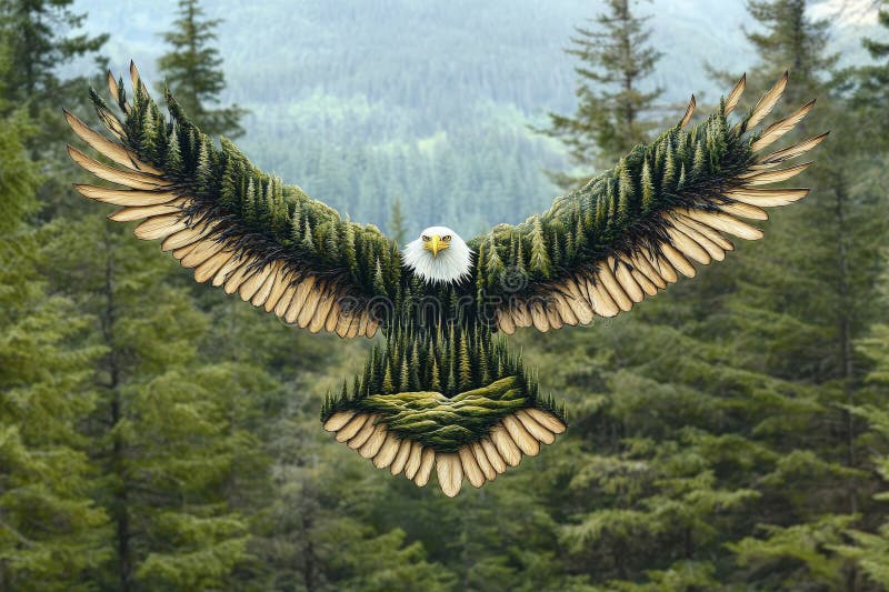 A Soaring Eagle with Wings Spread Wide, Its Body Forming the Shape of a ...
