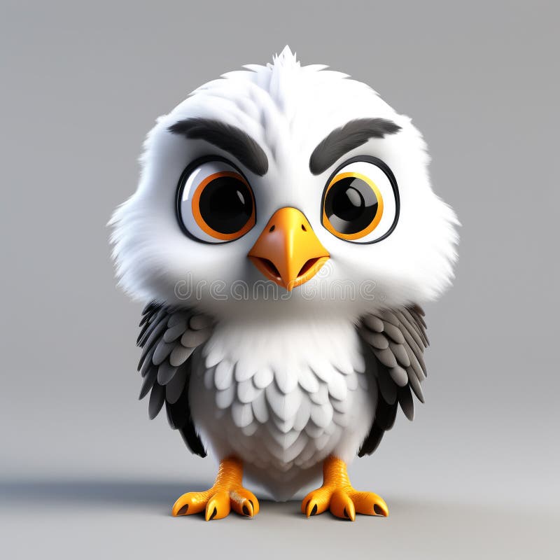 Soaring Elegance: 3D Illustration of a Cute Hawk Stock Illustration ...