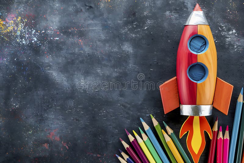 Soaring into Learning Back To School Rocket Design. Stock Illustration ...