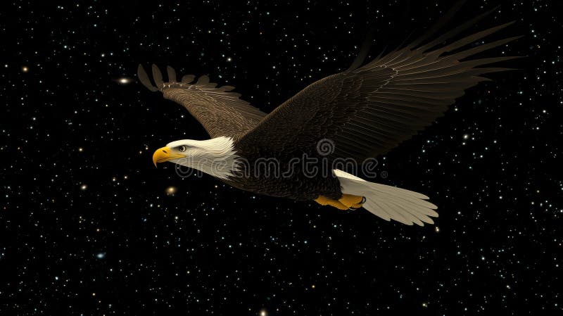 Soaring Majestically through a Cosmic Nebula is a Bald Eagle Stock ...