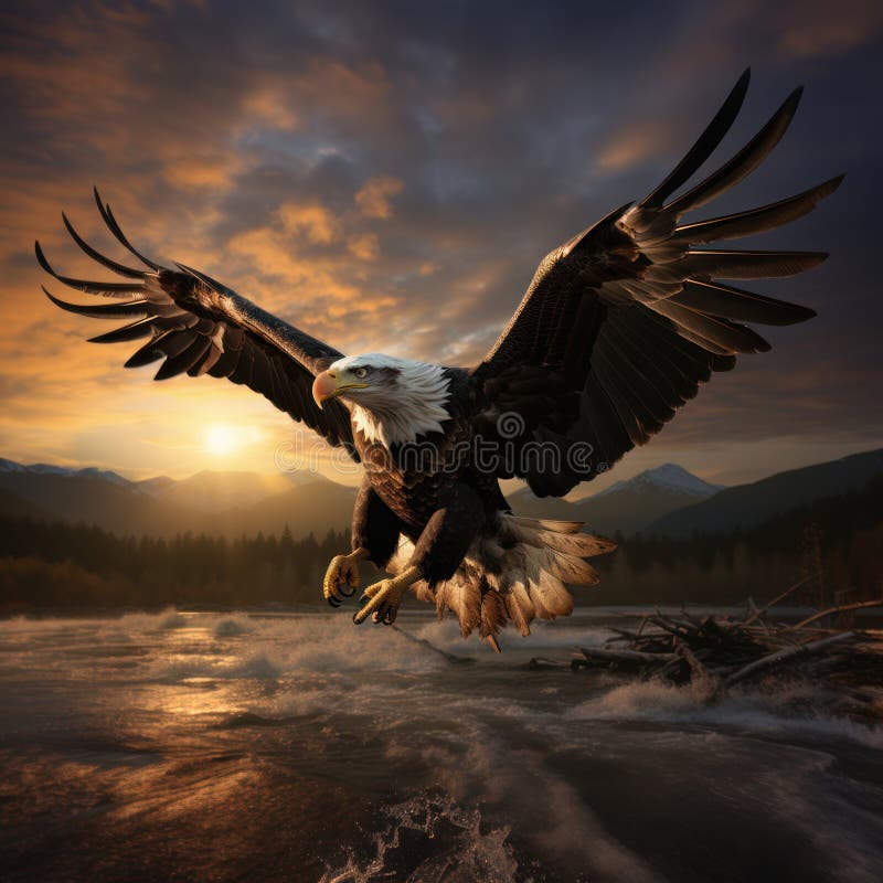 Soaring Majesty: Eagle Flying High. Generative AI Stock Illustration ...