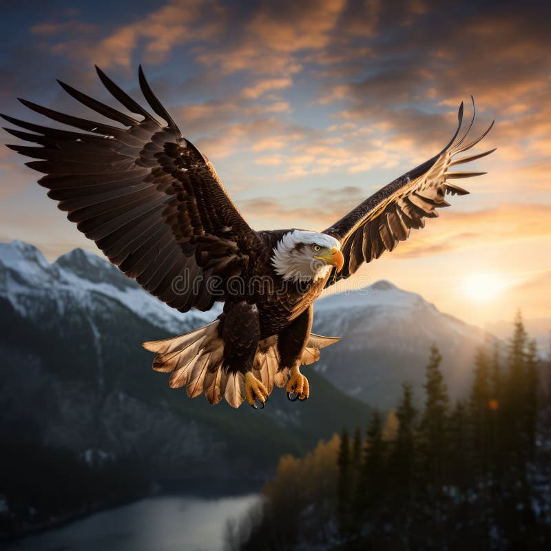 Soaring Majesty: Eagle Flying High. Generative AI Stock Illustration ...