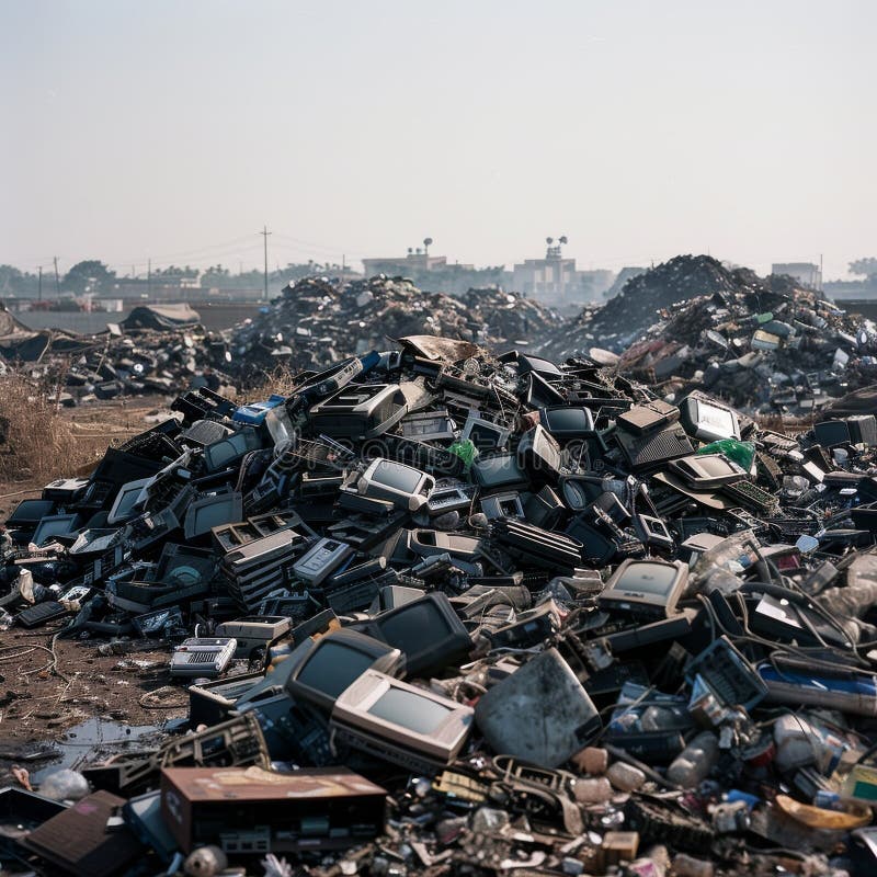 Electronic Waste Landscape stock image. Image of pile - 312113159