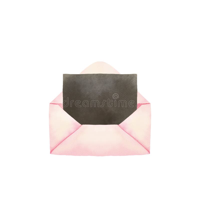 Sobre rosa con papel negro stock de ilustración. Ilustración de abierto ...