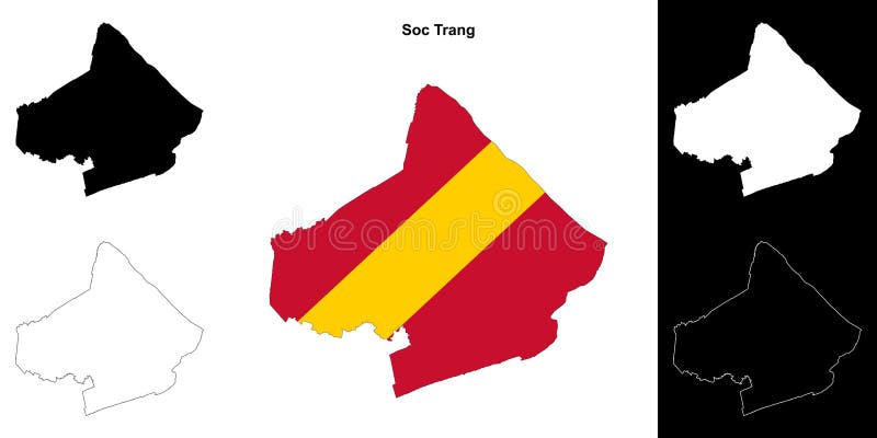 Soc Trang outline map stock vector. Illustration of province - 356683375