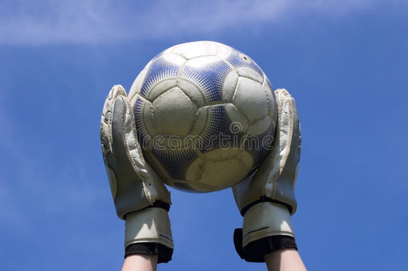 Soccer Football Goal Keeper Making Save Stock Photo - Image of blue ...