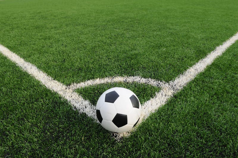 Soccer Ball Behind the Goal Line Stock Image - Image of green, game ...