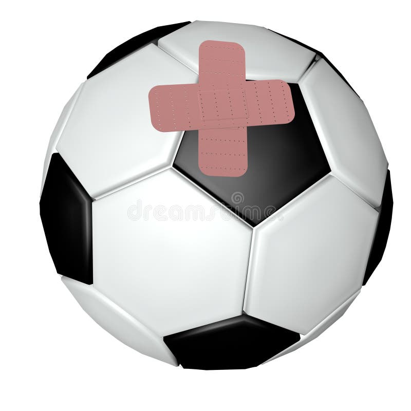 Soccer ball with band aids stock illustration. Illustration of closeup ...