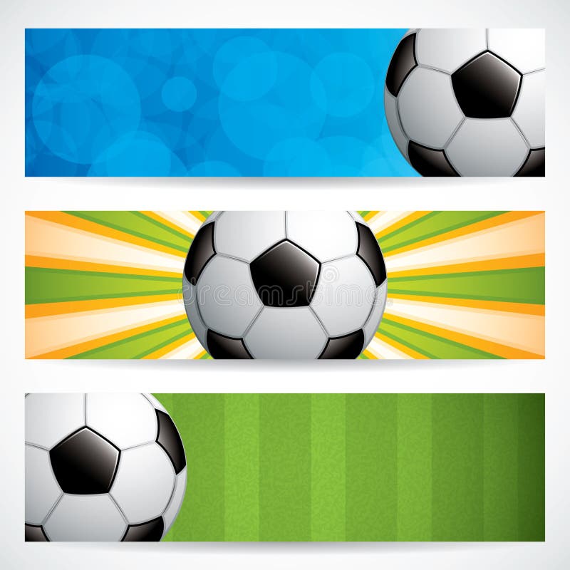 Soccer Ball Banners For Sport Competition Stock Vector - Illustration ...