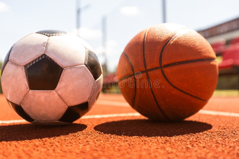 Soccer Ball and Basketball Ball Stock Photo - Image of outdoor ...