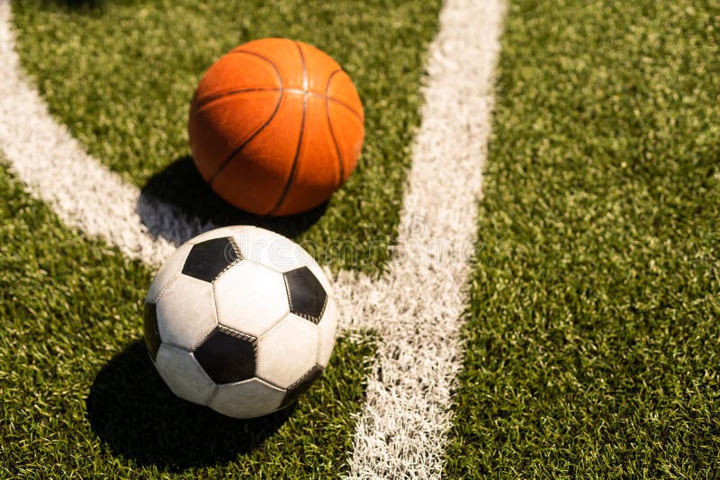 Soccer Ball and Basketball Ball Stock Photo - Image of black, ball ...