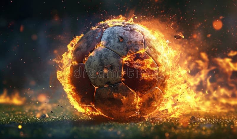 A Soccer Ball Being Blown by Fire Stock Photo - Image of generative ...