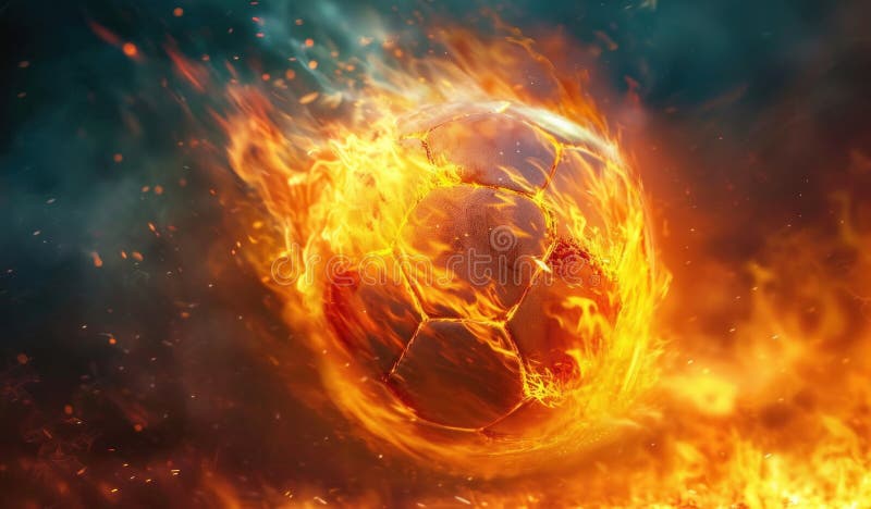 A Soccer Ball Being Blown by Fire Stock Image - Image of game, flames ...