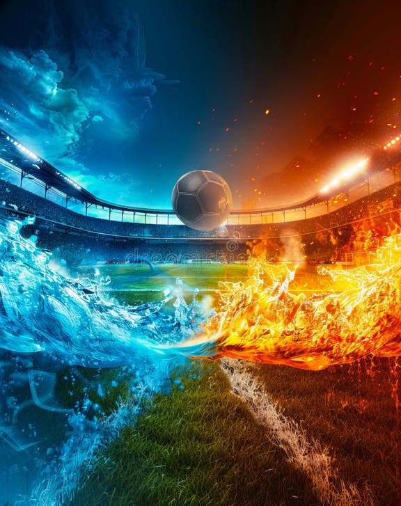 A Soccer Ball is Being Thrown into the Fire Stock Image - Image of ...