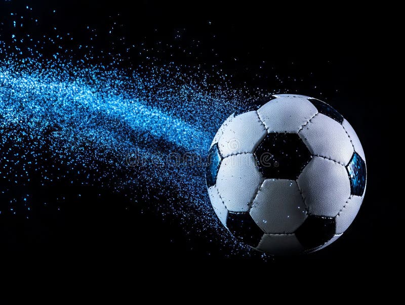 A Soccer Ball with Blue Powder Coming Out of it Stock Photo - Image of ...