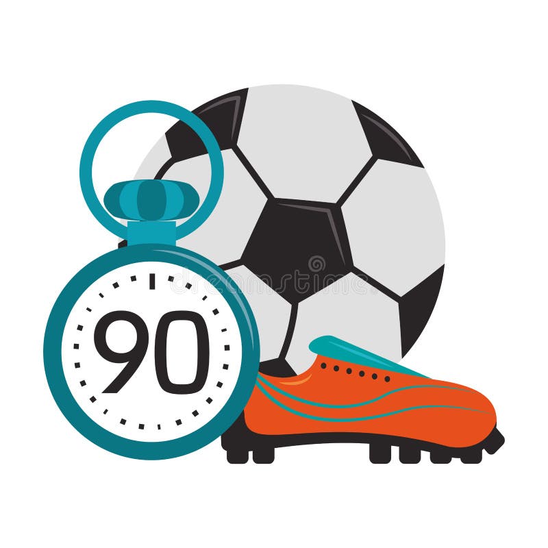 Soccer Ball with Boot and Timer Sport Cartoons Stock Vector ...