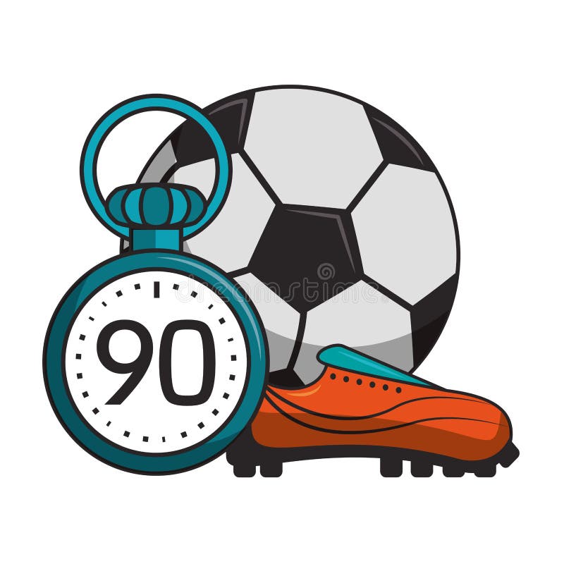 Soccer Ball with Boot and Timer Sport Cartoons Stock Vector ...