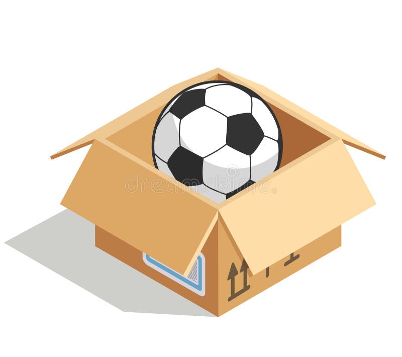 Soccer Ball in a Box Isolated Over White Stock Vector - Illustration of ...
