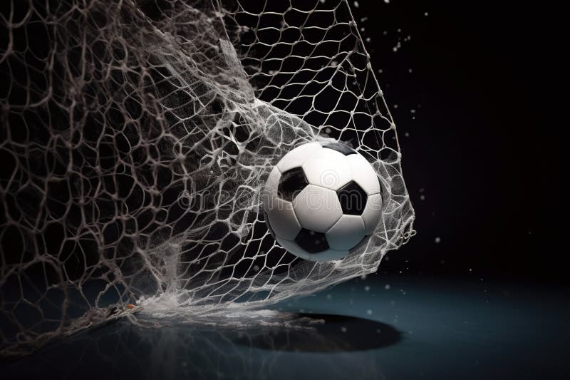 Soccer Ball Breaking through the Goal Net. Generative AI Stock ...