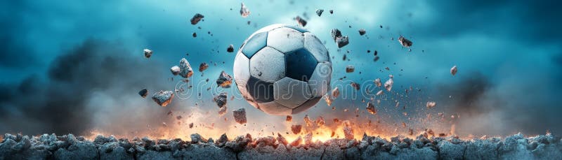 Soccer Ball Breaking Ground Explosion Stock Illustration - Illustration ...