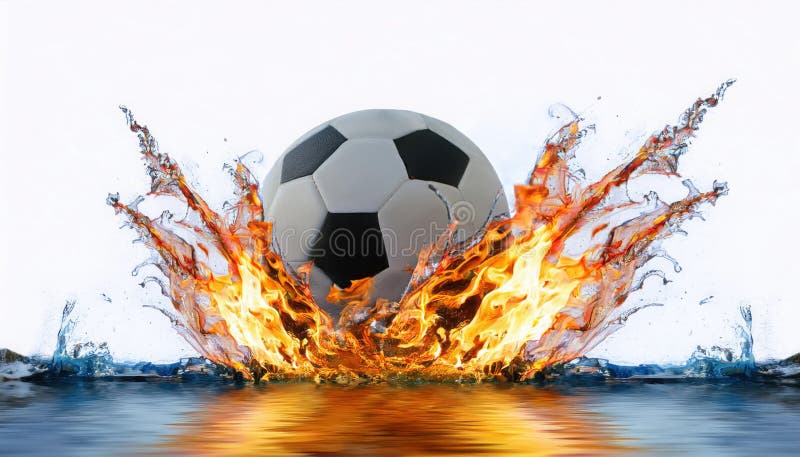 Fire Soccer Ball Splashes into Water, Creating a Burst of Flames and ...