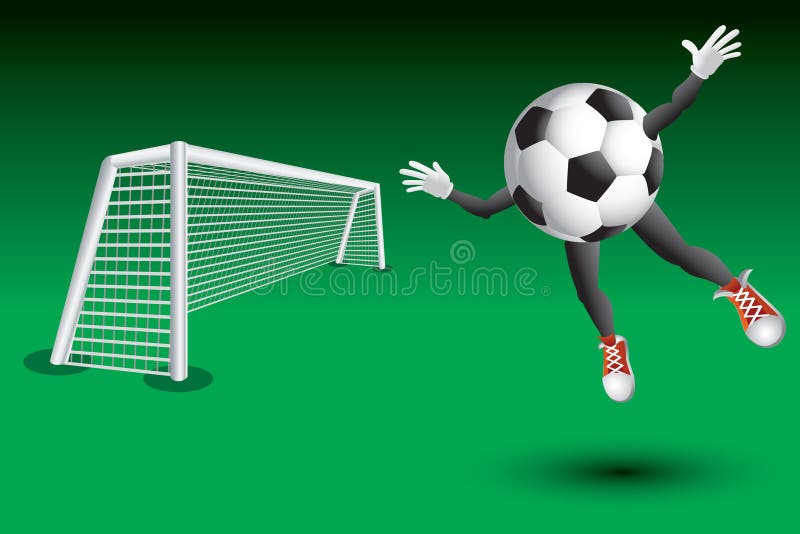 Soccer Ball Character Flying Toward Goal Stock Vector - Illustration of ...